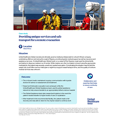 Providing unique services and safe transport for a remote evacuation